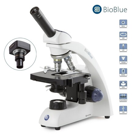 Euromex BioBlue 40X-400X Monocular Portable Compound Microscope w/ 10MP USB 2 Digital Camera ...